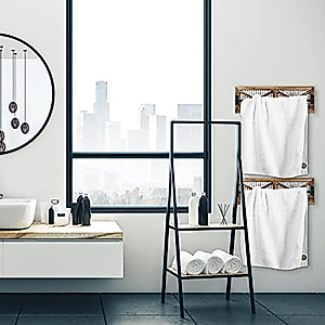 Rustic Bathroom Towel Rack, Butizone Wall Mounted Towel Bar Holder with Weathered Wood and Corrugated Galvanized Metal, Farmhouse Rack for Hanging Towel (Towels are not Included)