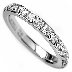 3MM Ladies Titanium Eternity Engagement Band, Wedding Ring with Pave Set Cubic Zirconia Size 8