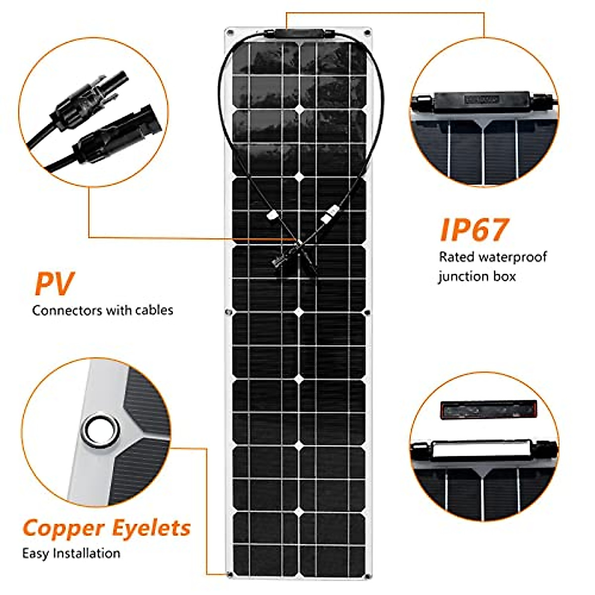 Monocrystalline Solar Panel(18v 200w/400w), 40a Controller/Flexible Solar System Kit, Semi-Flexible Solar Panel(30°), for Rvs,Boat,Caravan,200W