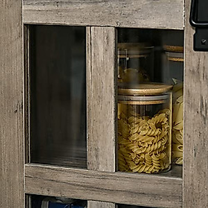 HOMCOM Kitchen Sideboard, Glass Door Buffet Cabinet, Coffee Bar Cabinet with Storage Drawers & Adjustable Shelves for Living Room, Grey