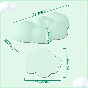 ATTACK SHARK Cloud Mouse Pad Wrist Support and Keyboard Wrist Rest,Ergonomic Design for Typing Pain Relief,Memory Foam Wrist Rest Leather Cup Coaster,Lightweight Desk Gel Hand Wrist Rests(Green)