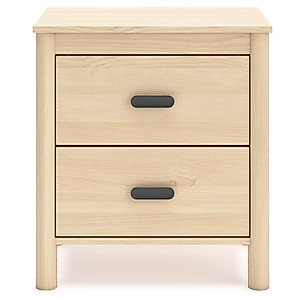 Signature Design by Ashley Cabinella Casual 2-Drawer Nightstand with Round Post Legs, 24.37" Tall, Light Brown