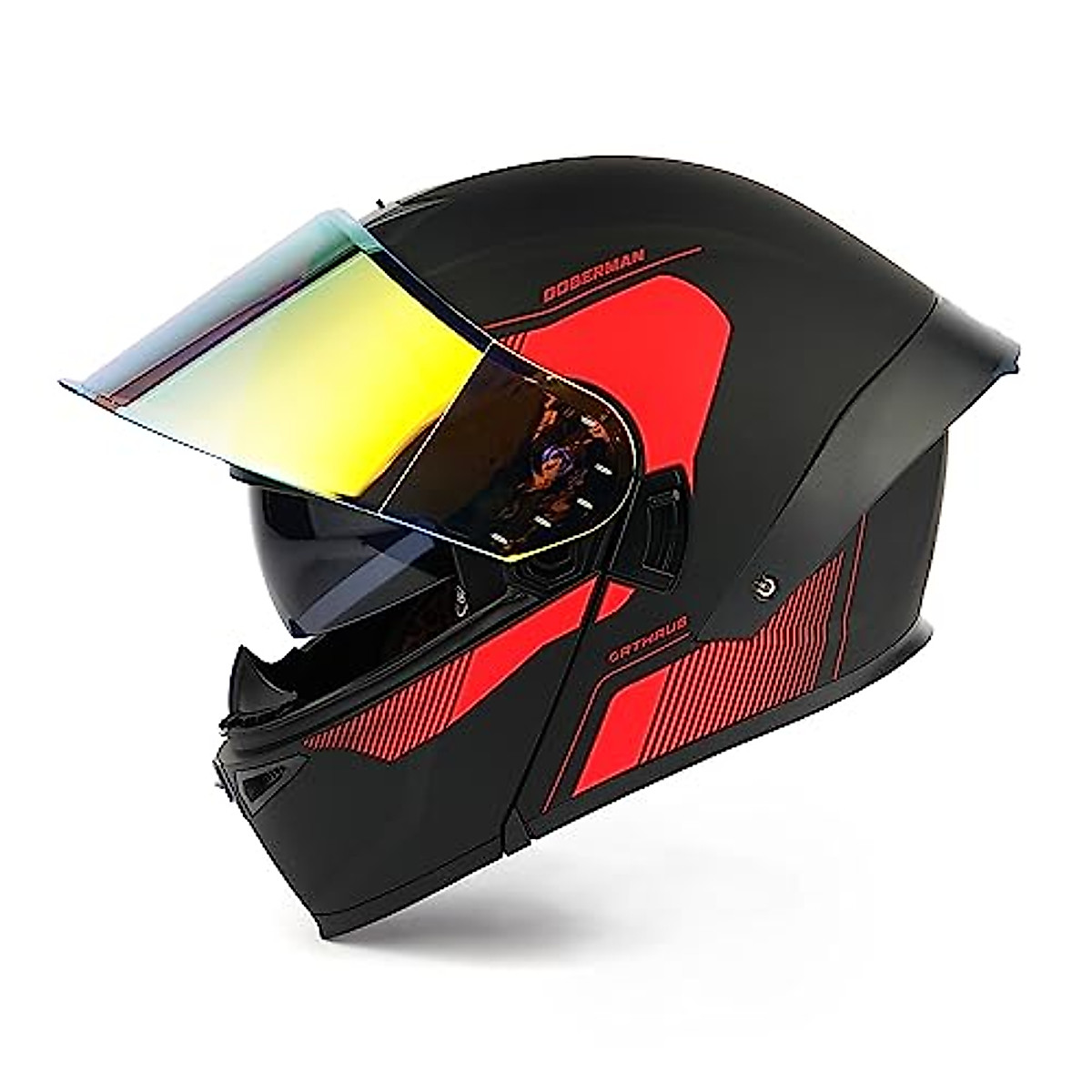 Orthrus Modular LED Full Face Motorcycle Helmet - DOT Approved, Flip-Up Dual Visor Design for Motorbikes, Street Bikes, Mopeds, Racing, Commuting - Unisex Adult