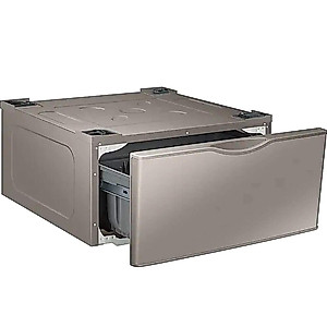 SAMSUNG 27-Inch Washer Dryer Pedestal Stand w/ Pull Out Laundry Storage Drawer, Stainless Steel, WE402NC/A3, Champagne