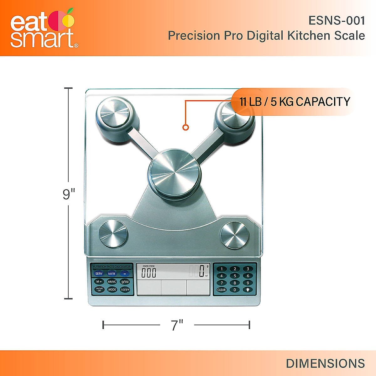 Eat Smart Digital Nutrition Food Scale with Professional Food and Nutrient Calculator