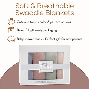 Comfy Cubs Muslin Swaddle Blankets and Diaper Caddy Organizer Bundled