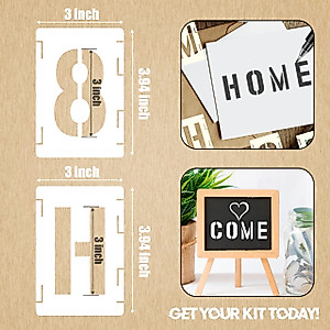 42pcs Traceable Interlocking Stencil Template Set, 3 Inch Reusable Letter Stencils, Alphabet Numbers and Symbols for Painting On Wood Bullet Journal Canvas Rock Sign Wall Art Fabric Chalkboard