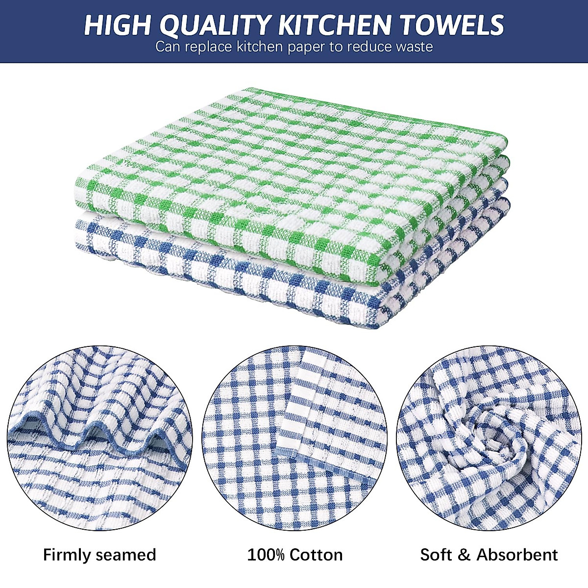 Nialnant 8 Pack Dish Cloths for Washing Dishes,Super Soft and Absorbent Kitchen Dish Rags,Terry Cleaning Cloth-11 x 11In