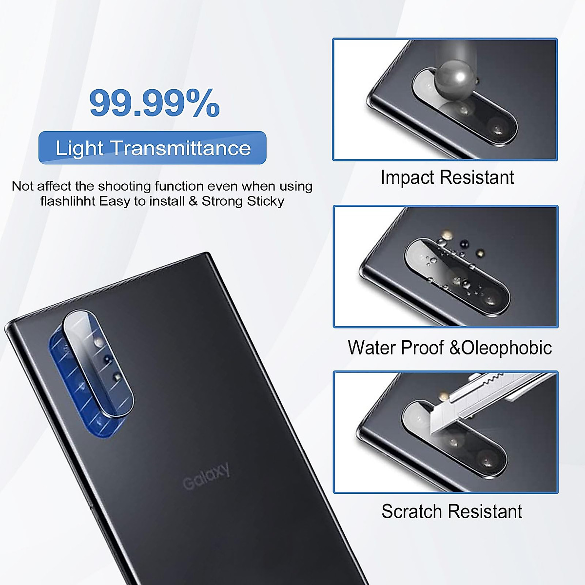 Audins [2+2 Pack Galaxy Note 10 Screen Protector, 9H Tempered Glass with Camera Lens Protector, Ultrasonic Fingerprint Support, 3D Curved, HD Clear Scratch Resistant for Samsung Galaxy Note 10 5G