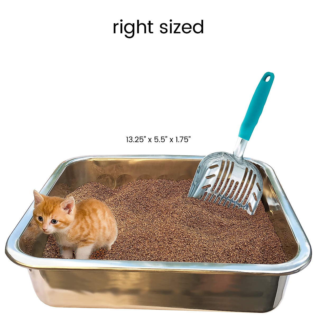 DuraScoop® Premium Multicat Cat Litter Scoop | Solid Metal | Litter Box Tray Pan Sifter