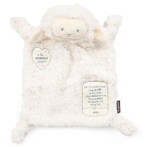DEMDACO Clean White Fuzzy Lamb Goodnight Prayer Polyester Plush Children's Stuffed Animal Blankie