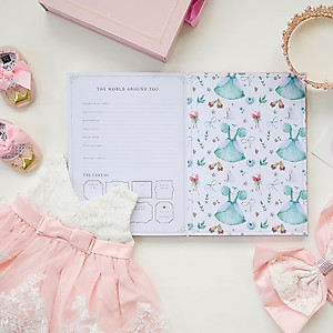 Rayne Baby Princess Baby Memory Book Kit. Baby Journal Scrapbook with Keepsake Box, Pouches and Boho Milestone Stickers. Girl Baby Album First Year to 5. Princess Baby Gift for Girl or Boy