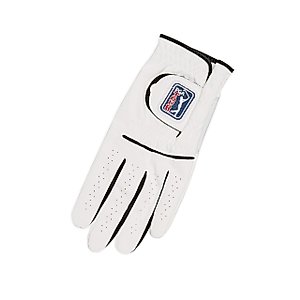 PGA TOUR Men's SwingSoft Synthetic Leather Golf Glove for Left Hand, White, Cadet, Worn on Left, Medium