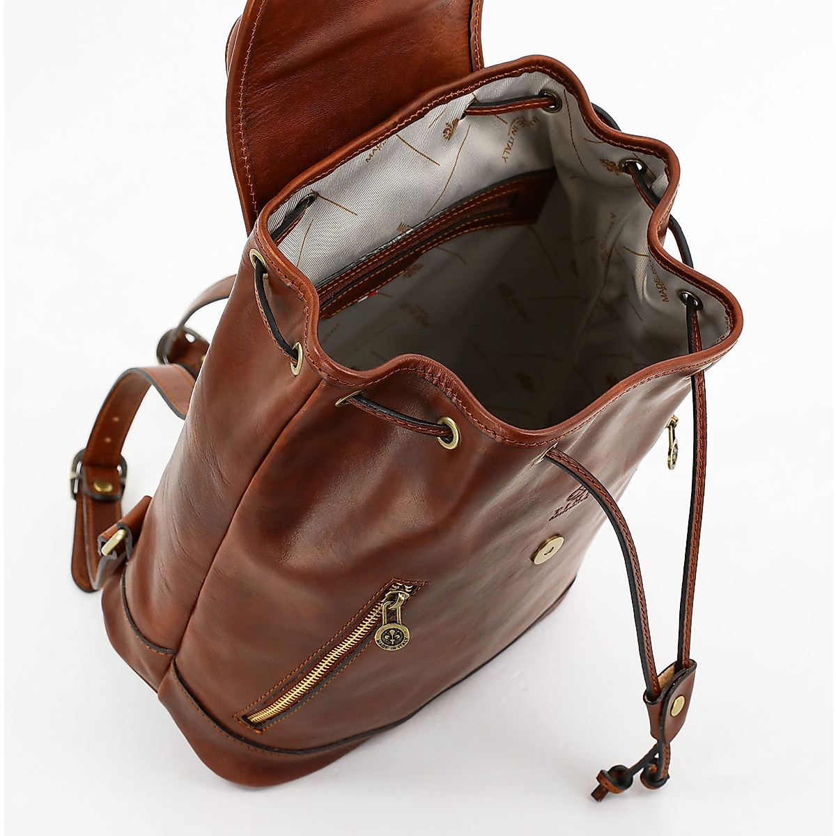 Time Resistance Leather Backpack Full Grain Real Leather Small Rucksack