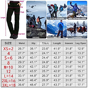 Womens Snow Pants Winter Waterproof Pants Outdoor Soft Shell Fleece Linded Cargo Ski Hiking Pants, Black 14