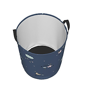 Cute Night Sky Nebula Large Laundry Basket 62L Round Collapsible Laundry Hamper Waterproof Nursery Hamper with Handles Portable Clothes Hamper Foldable Nursery Storage Basket Bedroom Toy Bin