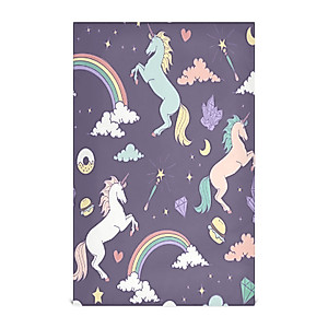 Kigai 1 Pack Rainbow Star Unicorn Kitchen Towels Soft Highly Absorbent Dish Towels Reusable Tea Towels Set 28 x 18 Inch