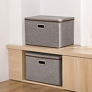 Large Storage Box with Lid [4-Pack] Foldable Fabric Storage Bin with Lid Collapsible Storage Cube Organizer Containers Baskets with Cover (17.7x11.8x11.8)