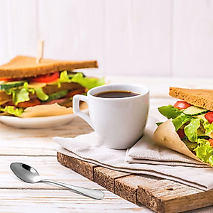 6 Pieces Demitasse Spoon Espresso Spoons Stainless Steel Small Dessert Spoon Egg Spoon 5 Inches Tasting Silver Little Baby Spoons for Soft Boiled Egg Coffee Tea