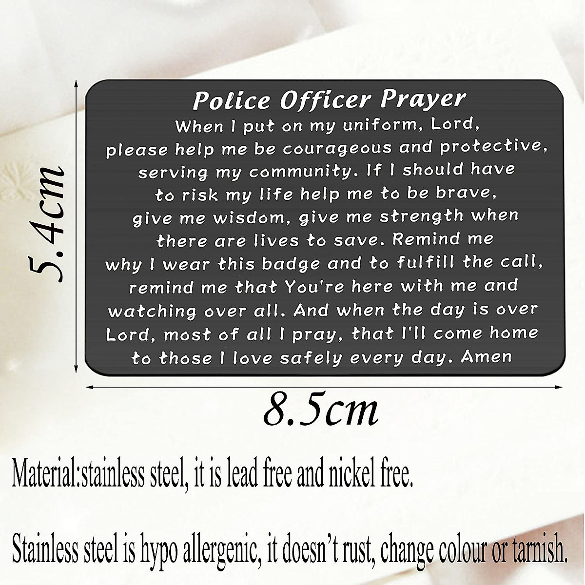 bobauna Police Officer Prayer Engraved Wallet Card Inster Thin Blue Line Cop Jewelry Police Academy Graduation Gift (police officer prayer uniform black)