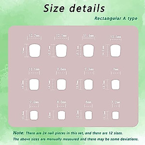 Square Press on Nails Extra Short Cute Rainbow Color French Tip Nails Acrylic False Nails with Designs Artificial Nails Press ons Reusable Glue on Nails for Women and Girls 24 Pcs