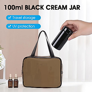 3 Pack 100ml Black Airtight Wide Mouth Ultraviolet Glass Jar,Reusable 100g Food Glass Bottle for Craft, Wax, Cosmetics, Coffee,oil Storage (B 3pcs 100ml)