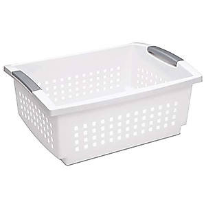 Sterilite 16648006 Stacking Plastic Basket, Large, White