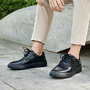 Men's Orthopedic Leather Dress Walking Shoes: Comfortable Plantar Fasciitis Fashion Oxford with Arch Support, Heel and Foot Pain Relief Dress Shoes for Wedding Black Size 12