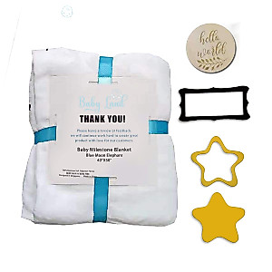 Baby Milestone Blanket Boy and Girl- Elephant and Moon Design, Baby Boy Gifts, Nursery Decor Baby Shower, Newborn Baby Blanket, Baby Growth Chart Blanket, Baby Milestone Blanket 50x40