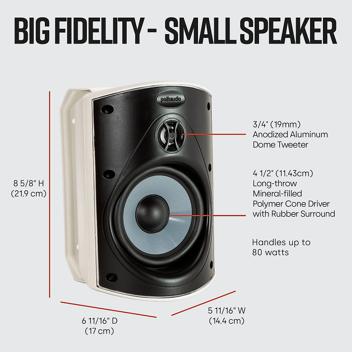 Polk Audio Atrium 4 Outdoor Speakers with Bass Reflex Enclosure | 4 Speaker Pack (2 Pairs, White) - All-Weather Durability | Broad Sound Coverage | Speed-Lock Mounting System | 2 Pairs (White)