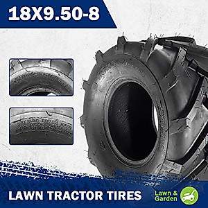 MaxAuto 2 Pcs 18X9.50-8 Lawn Mower Tractor Tires 18X9.50X8 Very Wide 6 Ply Rated P328