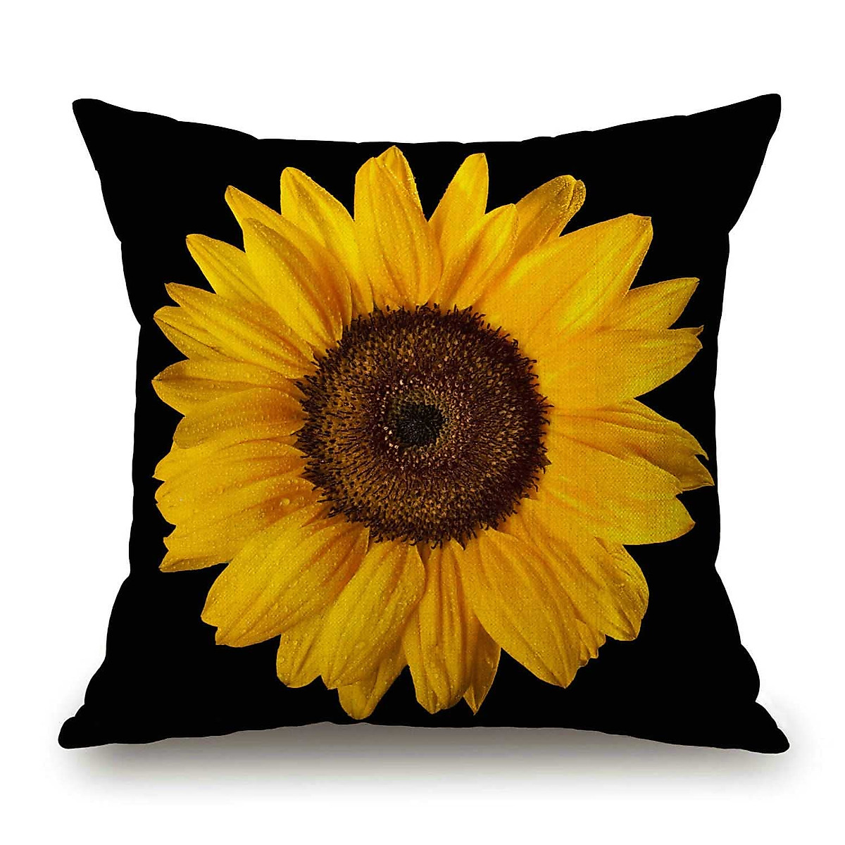 Sunflower Decorations Pillow Cover Blossom Black and Yellow Farmhouse Decor Throw Pillow Cases Cushion Cover 18 x 18 Inch Home Decoration
