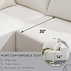 DEINPPA Modern Minimalist Style Modular Sofa Couch with Pillows, Deep Sectional Sofa Furniture Set, 4-Seater Chenille L-Shaped Sofa for Living Room Reception Room