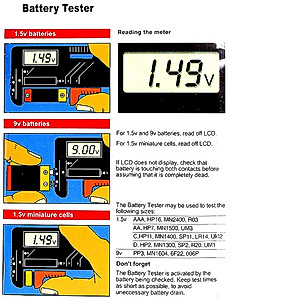 AMZQWE Battery Testers,Universal Digital Battery Tester for AAA,AA,C,D,9V,1.5V,3.7V Small Button Cell,Battery Tester Volt Checker for All Household Batteries, Black