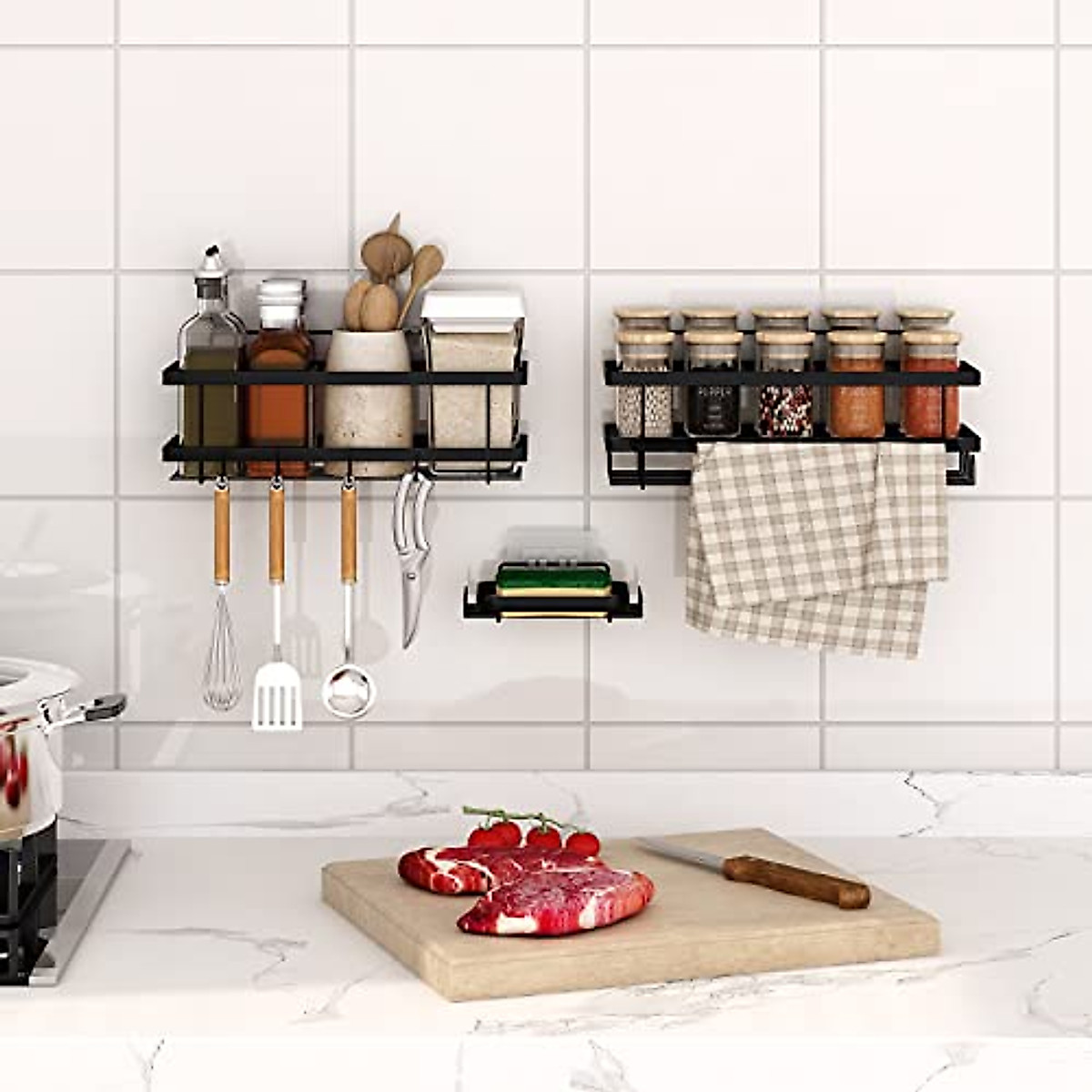 Apsan Shower Caddy,Bathroom Organizer,No Drilling Adhesive Rustproof Shower Shelves, Shower Organizer for Inside Shower, Kitchen Organization and Storage-3 Pack (Black)