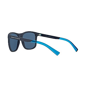 A|X ARMANI EXCHANGE Men's AX4049SF Low Bridge Fit Square Sunglasses, Matte Blue/Blue, 57 mm