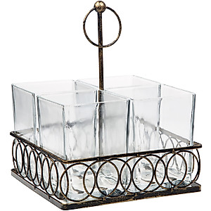 Classic Home Galvanized Caddy Organizer For Kitchen Counter-top/Outdoor Storage Dining Table - Ring Handle