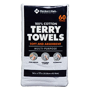 Member's Mark Terry Towel Soft for Multi Purpose (14 In X 17 in )Pack Of 60, 60Count