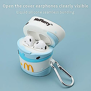 Airpod Case, 3D Cute Funny Cool Kawaii Fashion Food and Drink Airpod Case Design , Kawaii Fun Cool Keychain for Airpod 1/2 (McFlurry)
