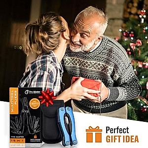 Multi Tool Pocket Knife Set 15 in 1 - The Ultimate Christmas Gift! Perfect Multitool for Men, Dad, Boyfriend, Scout - Cool, Practical, Versatile Multi-tool for Thanksgiving, Birthdays and Graduations