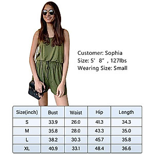 REORIA Womens Casual Summer One Piece Sleeveless Tank Top Striped Playsuits Yoga Short Jumpsuit Beach Rompers Black+White Small