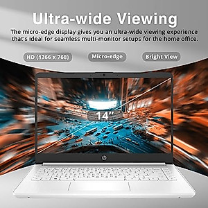 HP 2022 Stream 14'' HD Laptop, Intel Celeron N4020 Dual-core Processor, 4GB DDR4 RAM, 64GB eMMC, 1 Year Office 365, Webcam, HDMI, Windows 10S, White, 32GB SnowBell USB Card