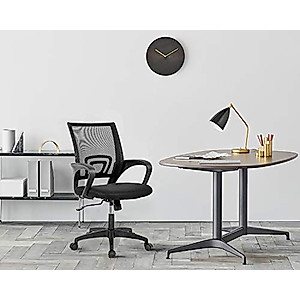 OffiClever Mid Back Mesh Computer Swivel Desk Task Ergonomic Executive with Armrests, Black