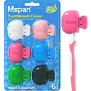 Mspan Toothbrush Cover Cap Case: Brush Head Protector Pods Plastic Travel Tooth Brushing Clip for Manual & Electric Toothbrush - 6 Packs