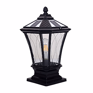 SHUANGZ Solar Post Lights Waterproof and Rust-Proof Aluminum Villa Solar Light Outdoor Fence Pier Mount Vintage Post Lamp for Garden Deck Lighting Home Gate Pillar Lights