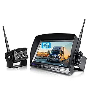ZEROXCLUB HD Digital Wireless Backup Camera for RV/Truck/Trailer/Van/Bus, 7 Inch HD 1080p LCD Monitor and IP69 Waterproof Rear Camera System,HDCVI Signal,Night Vision,Record(SW01-black)