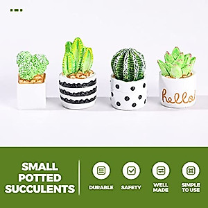 LUOZZY 16 pcs Small Potted Ornaments Faux Succulent Plants Mini Fake Cactus Plants Bonsai Supply - Mixed Style