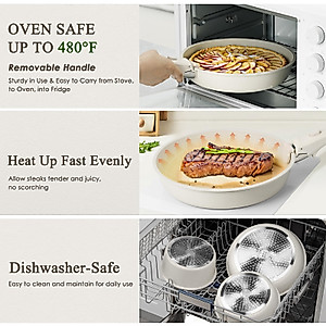 𝗨𝗣𝗚𝗥𝗔𝗗𝗘!! 5 Pcs Pots and Pans Set Non Stick - Detachable Handle Cookware Set, Induction Nonstick Kitchen RV Cooking Set Removable Handle - Dishwasher ＆ Oven Safe ＆Heat Evenly for Better Cooking
