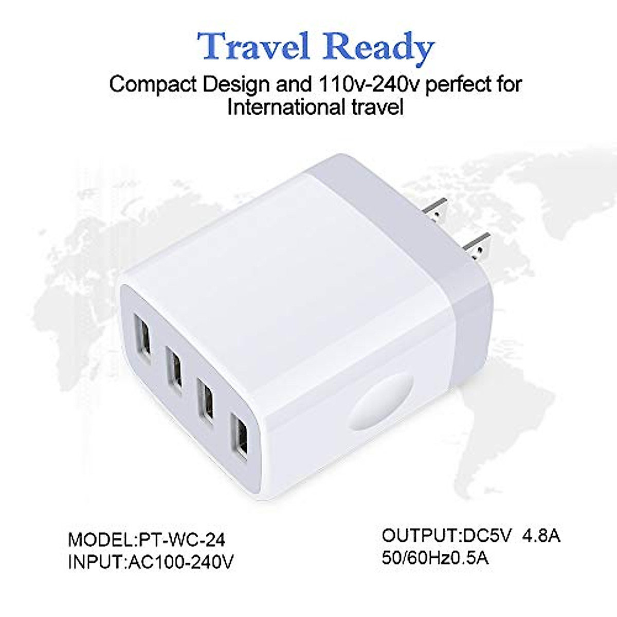 iPhone 12 Charger Box Fast Charging 4.8A Multi Port USB Charger Wall Plug Power Adapter Charging Block Cube Brick Compatible iPhone 14/SE/13/12/11 Pro Max, Samsung Galaxy S22 S21 Ultra S20 S10 Note 20