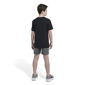 adidas Boys' Big Short Sleeve Cotton BoS Ghost Logo T-Shirt, Black, S(8)